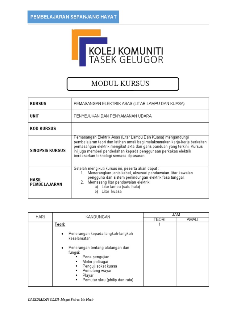 Modul Pendawaian Elektrik Asas | PDF