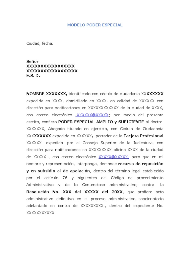 Modelo Poder Especial | PDF