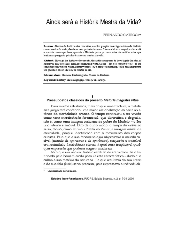 CATROGA, Fernado. Ainda Será A História Mestra Da Vida | PDF ...