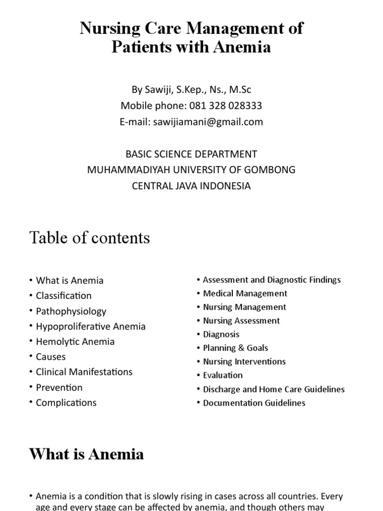 Nursing Care Management of Patients With Anemia - 01 | PDF | Anemia ...