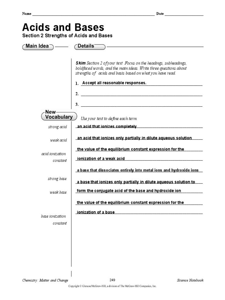 Section 2 Strengths of Acids and Bases | PDF | Acid | Chemical Equilibrium