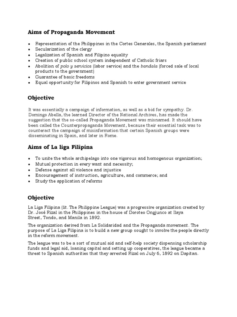 Aims of Propaganda Movement | PDF | Philippines