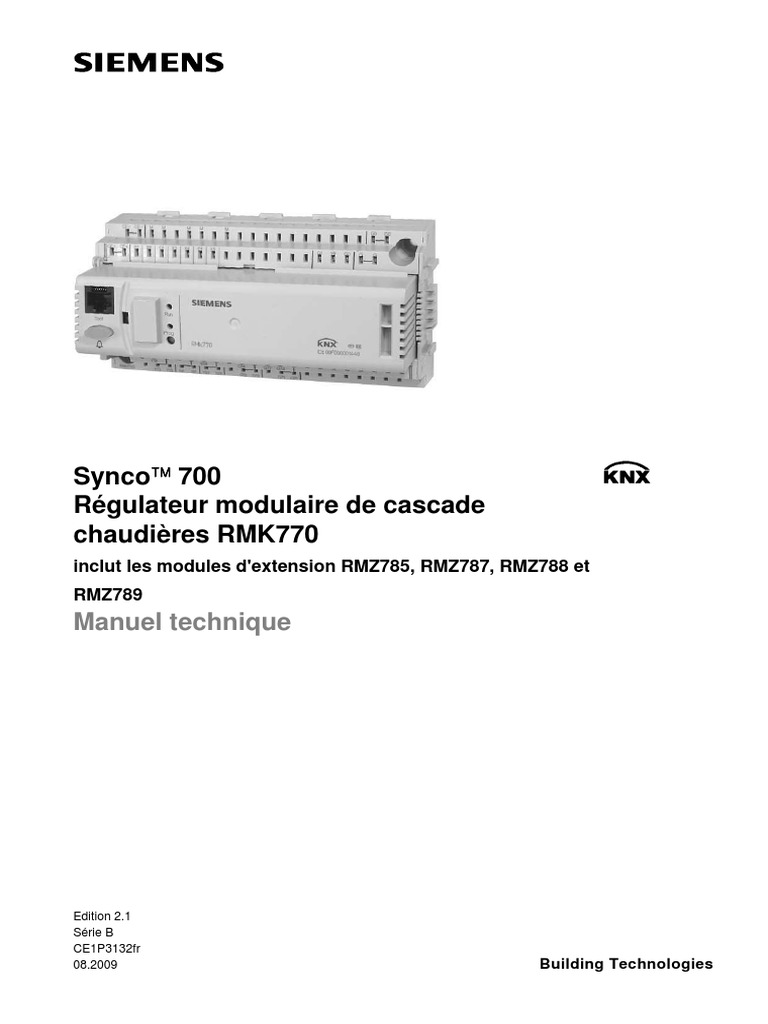Synco 700 Régulateur Modulaire de Cascade Chaudières RMK770: Manuel ...