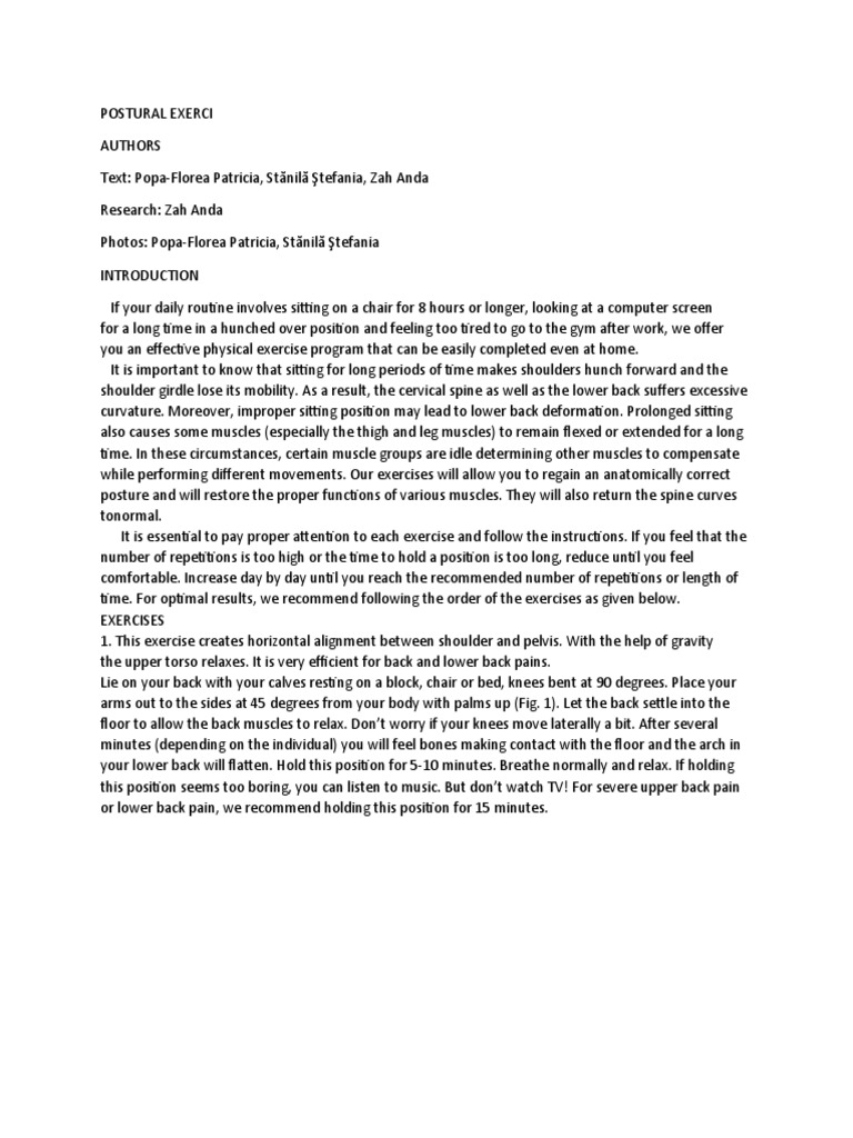 Postural Exercise | PDF