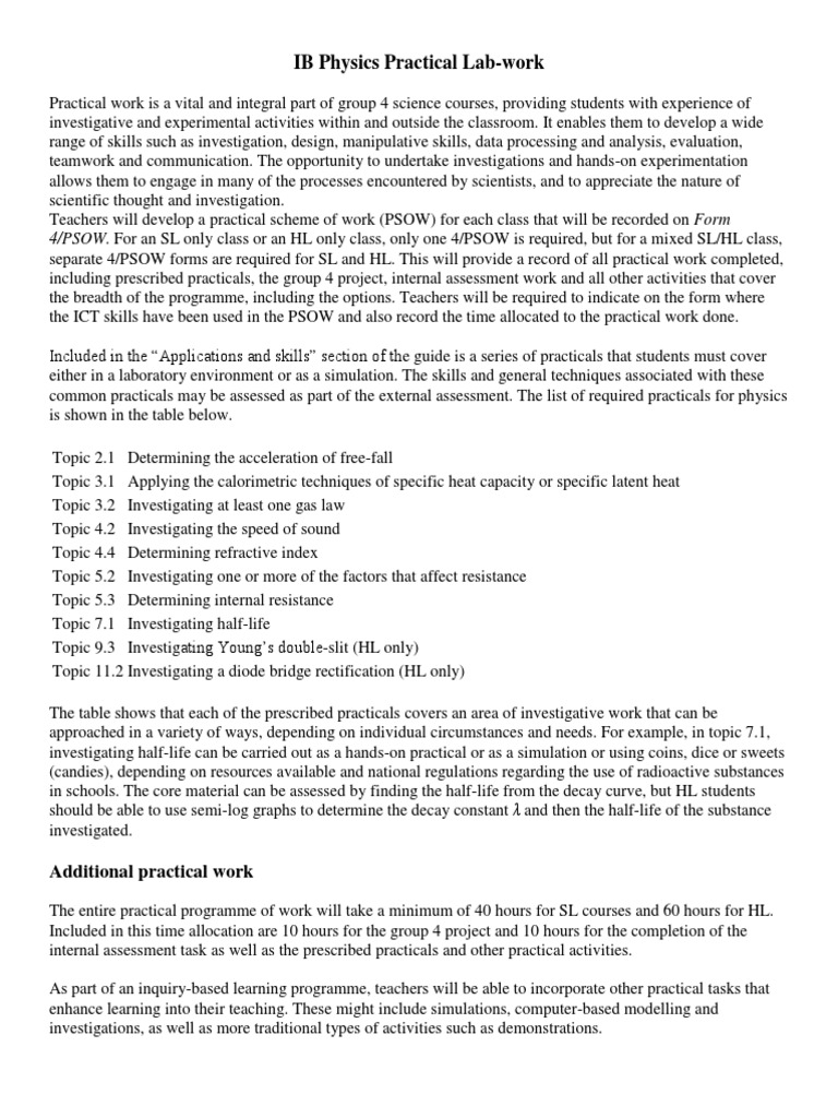 IB Physics Lab Practical Guide | PDF | Radioactive Decay | Simulation