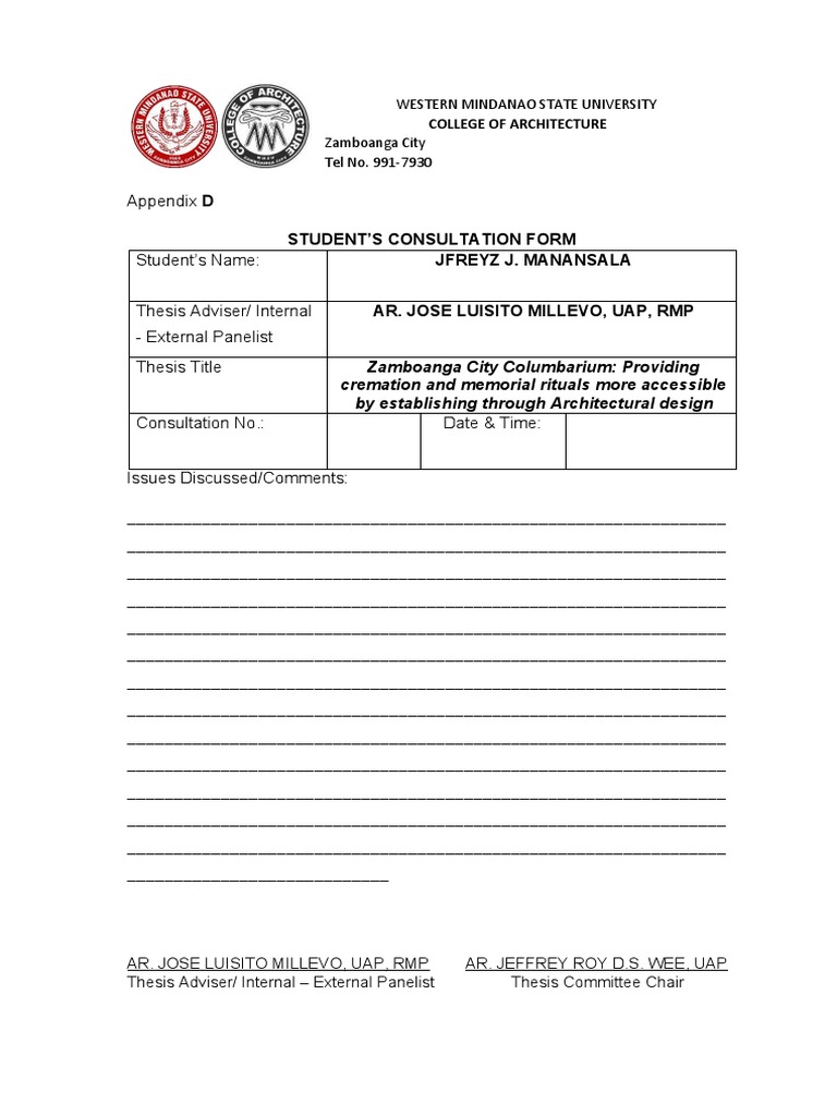 Student Consultation Form for Thesis Project | PDF | Funeral | Death ...