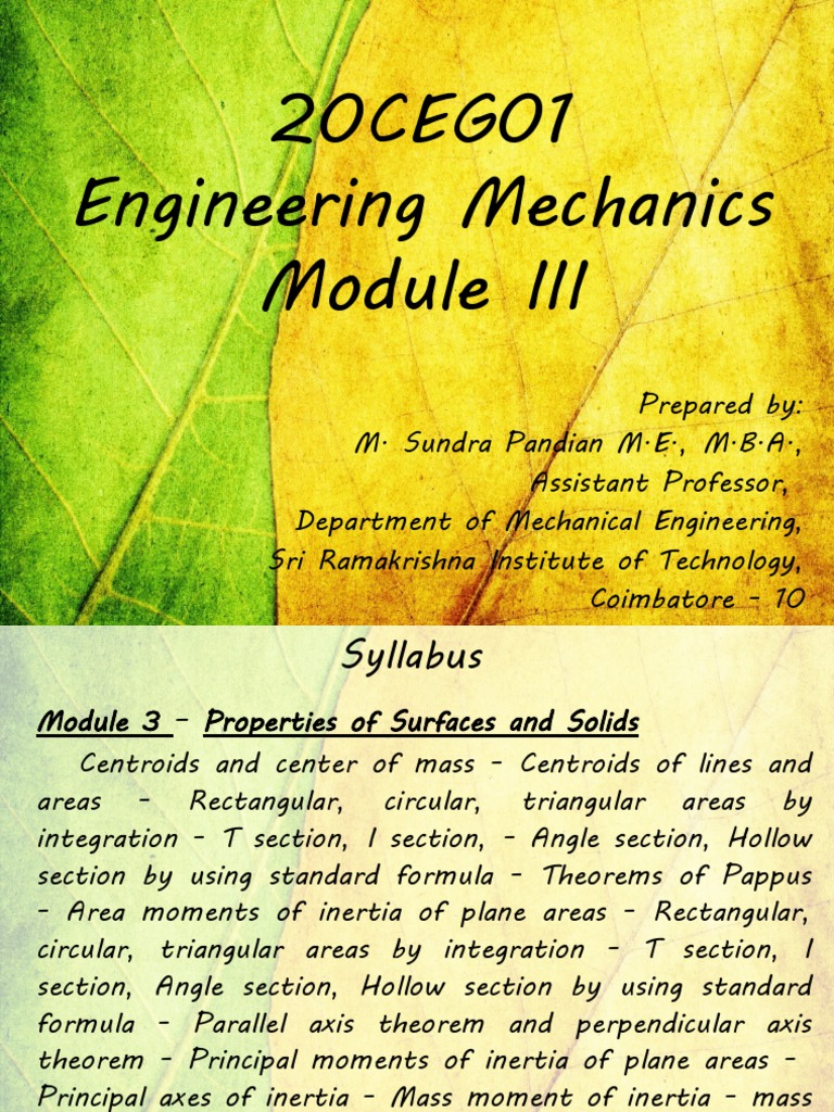 Engineering Mechanics Unit 3 | PDF | Area | Euclidean Geometry
