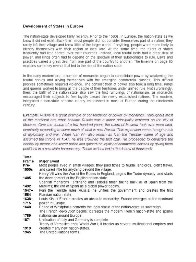 Development of States in Europe | PDF | Nation State | Europe