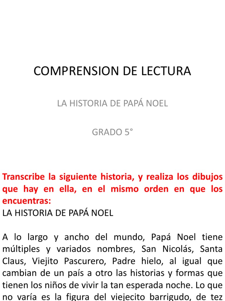 Taller 3 Comprension de Lectura La Historia de Papa Noel | PDF | Papá Noel