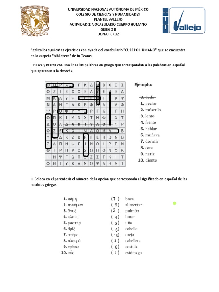 Actividad 1 - Vocabulario - Cuerpo Humano | PDF | Medicina CLINICA ...