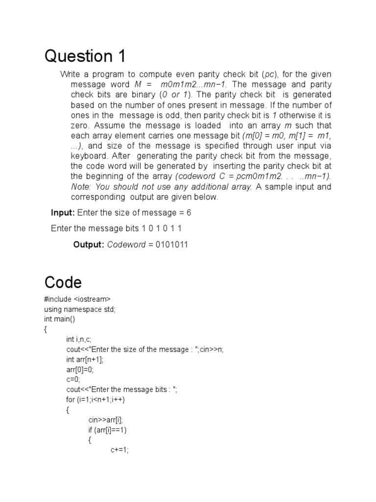 and Size of The Message Is Specified Through User Input Via | PDF | Bit ...