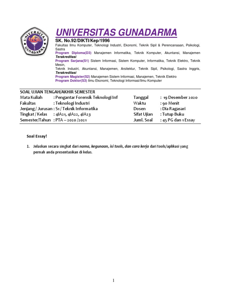 Soal Essay Uts Pta 2020 - 2021 - Byvc | PDF