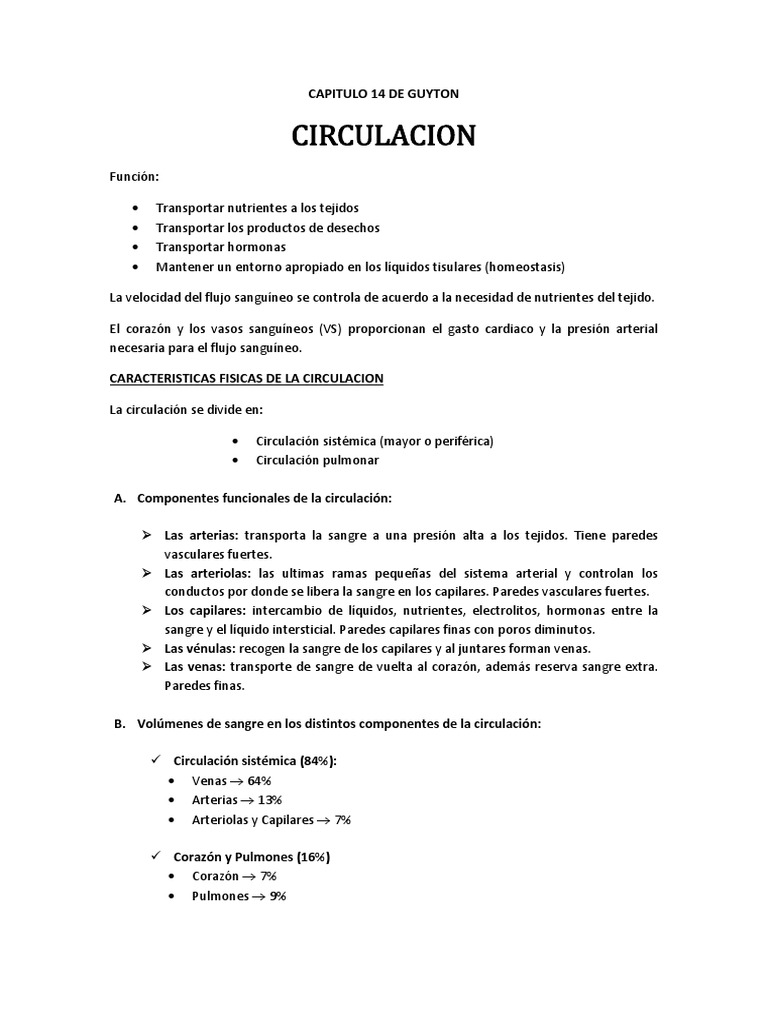 Capitulo 14 de Guyton Resumen | PDF | Sistema circulatorio | Vena