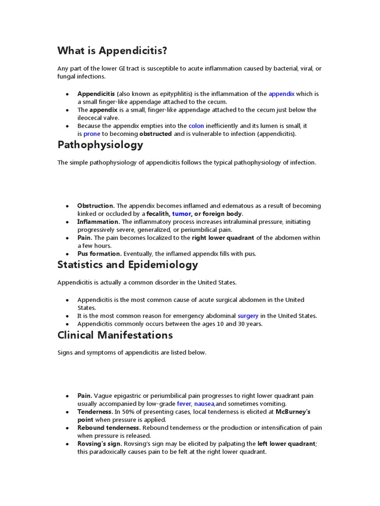 What Is Appendicitis | PDF | Medicine | Medical Specialties