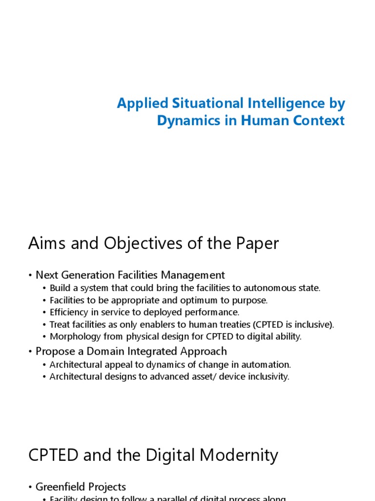 Applied Situational Intelligence by Dynamics in Human Context | PDF ...