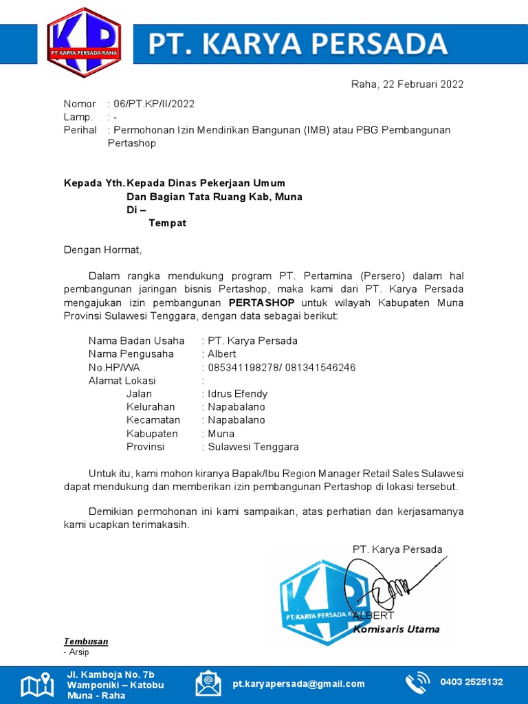 Surat Permohonan IMB Dan PBG | PDF