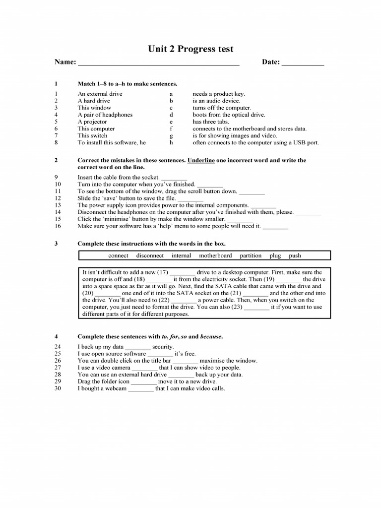Unit 2 - Progress Test | PDF