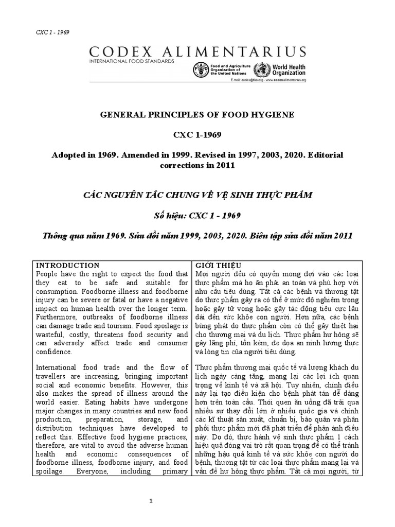 General Principles of Food Hygiene Haccp 2020 | PDF