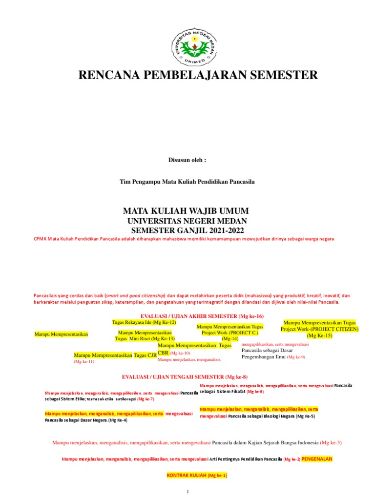3-RPS Pendidikan Pancasila (Genap 2021-2022) | PDF