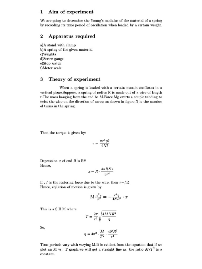 Young's Modulus Experiment | PDF | Classical Mechanics | Applied And Interdisciplinary Physics
