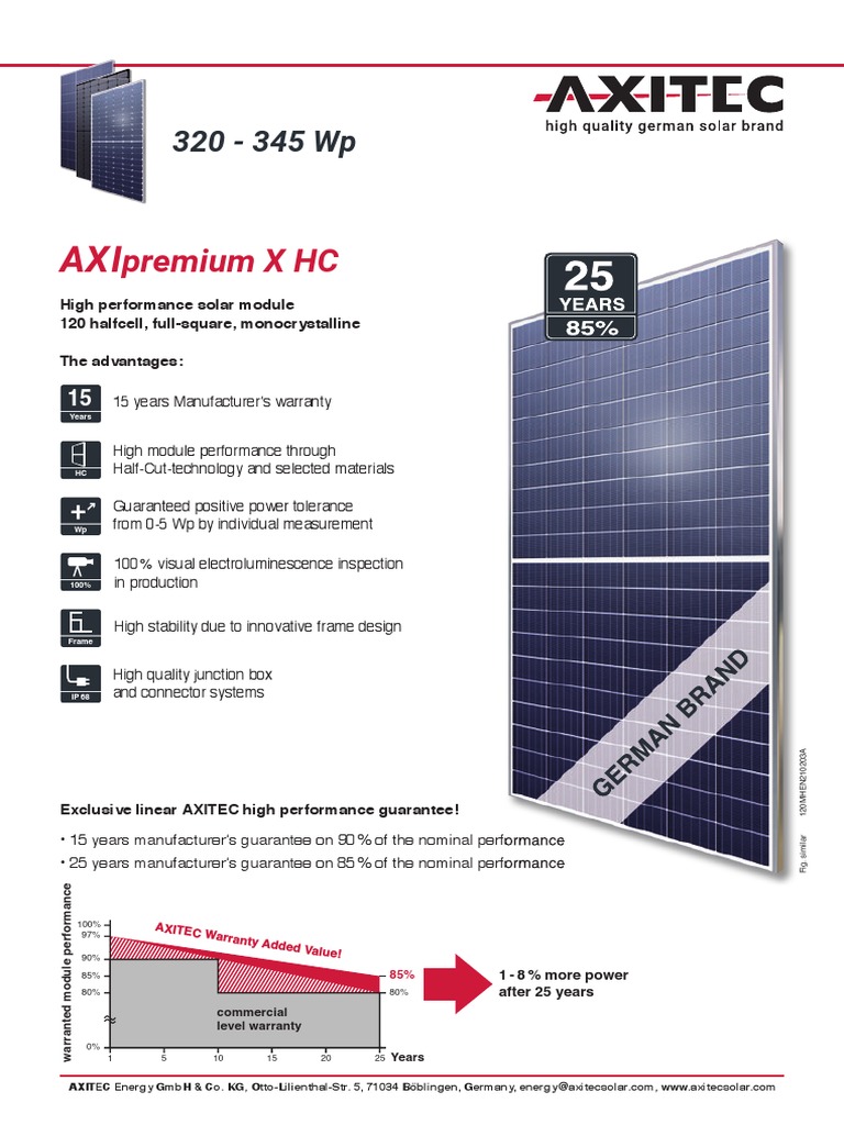 Fiche Technique Axitec 340 WC Mono | PDF | Solar Panel | Electrical ...