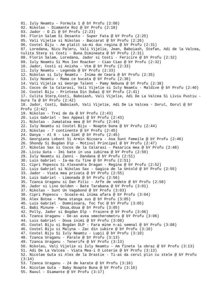Track List | PDF