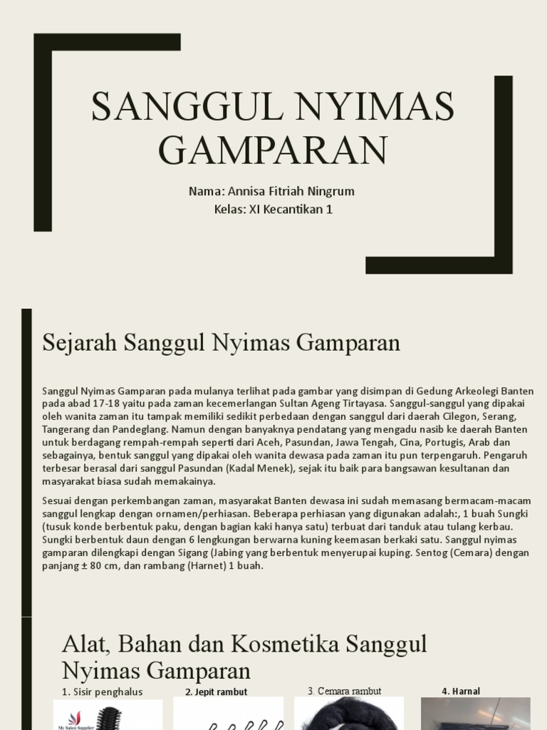 Penataan Sanggul Daerah Banten Nyimas Gamparan Annisa Fitriah XI KC 1 | PDF