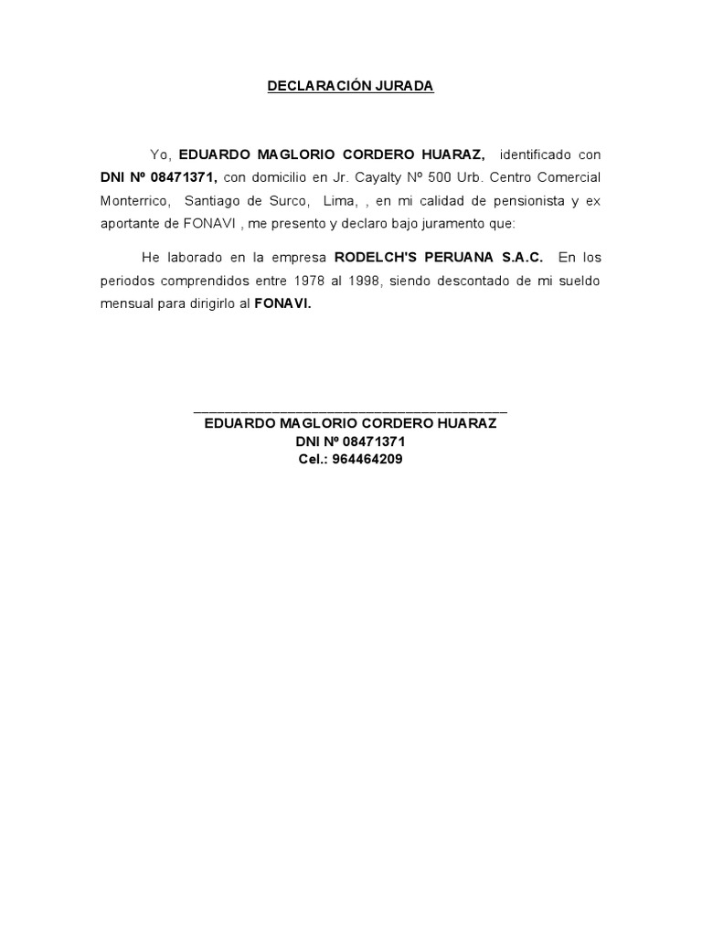 Declaración Jurada Onp | PDF