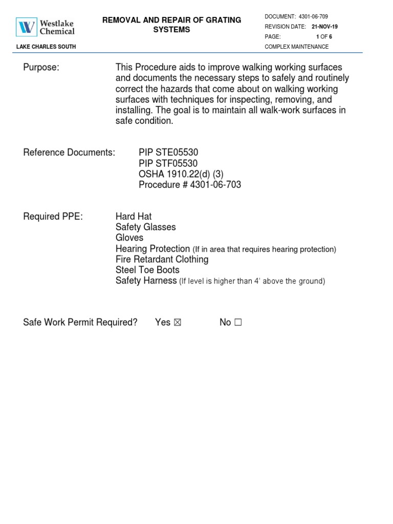 Removal Repair Grating Systems | PDF | Safety