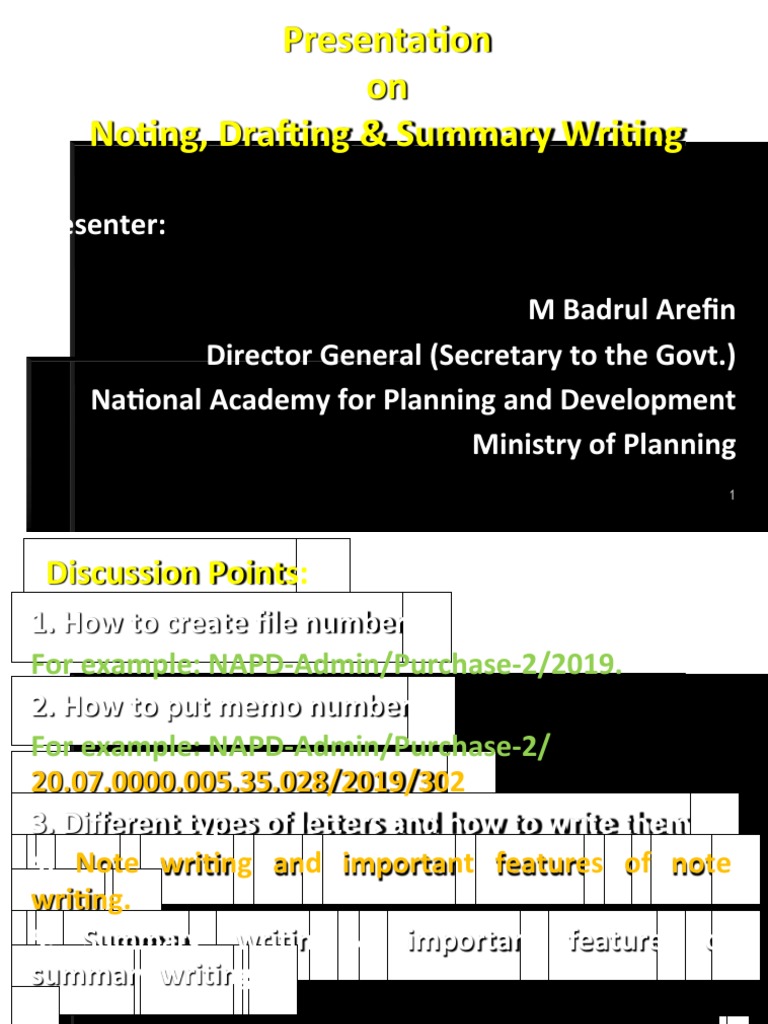 Noting, Drafting & Summary Writing | PDF