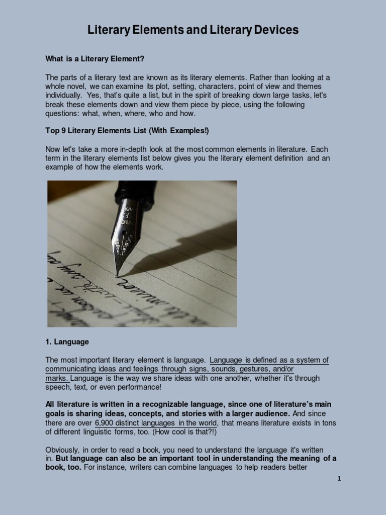 Literary Elements and Literary Devices | PDF | Narration | Plot (Narrative)