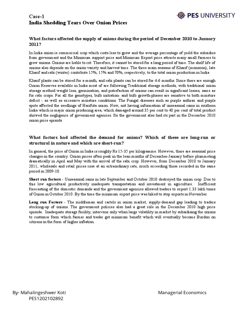 Economics Case Study 1 | Download Free PDF | Onion | Economies