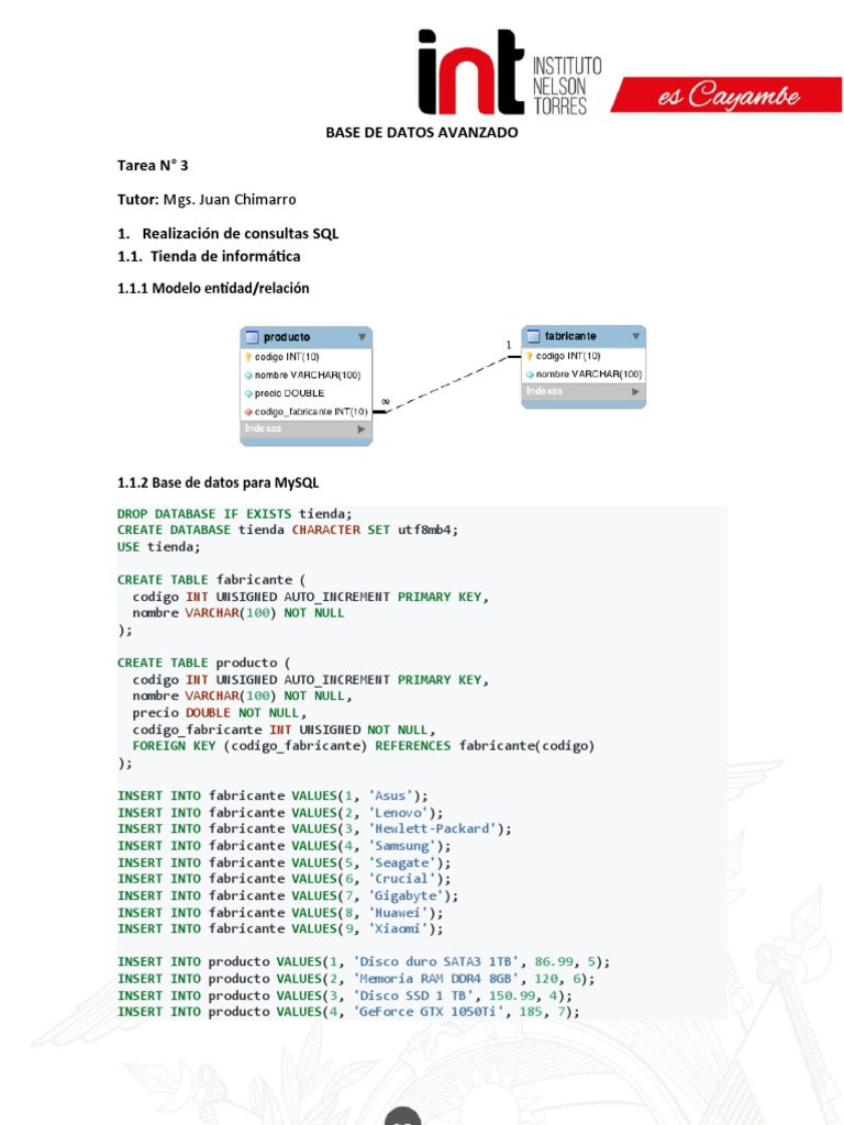 Consultas SQL para Base de Datos MySQL | PDF | SQL | Software de la aplicacion