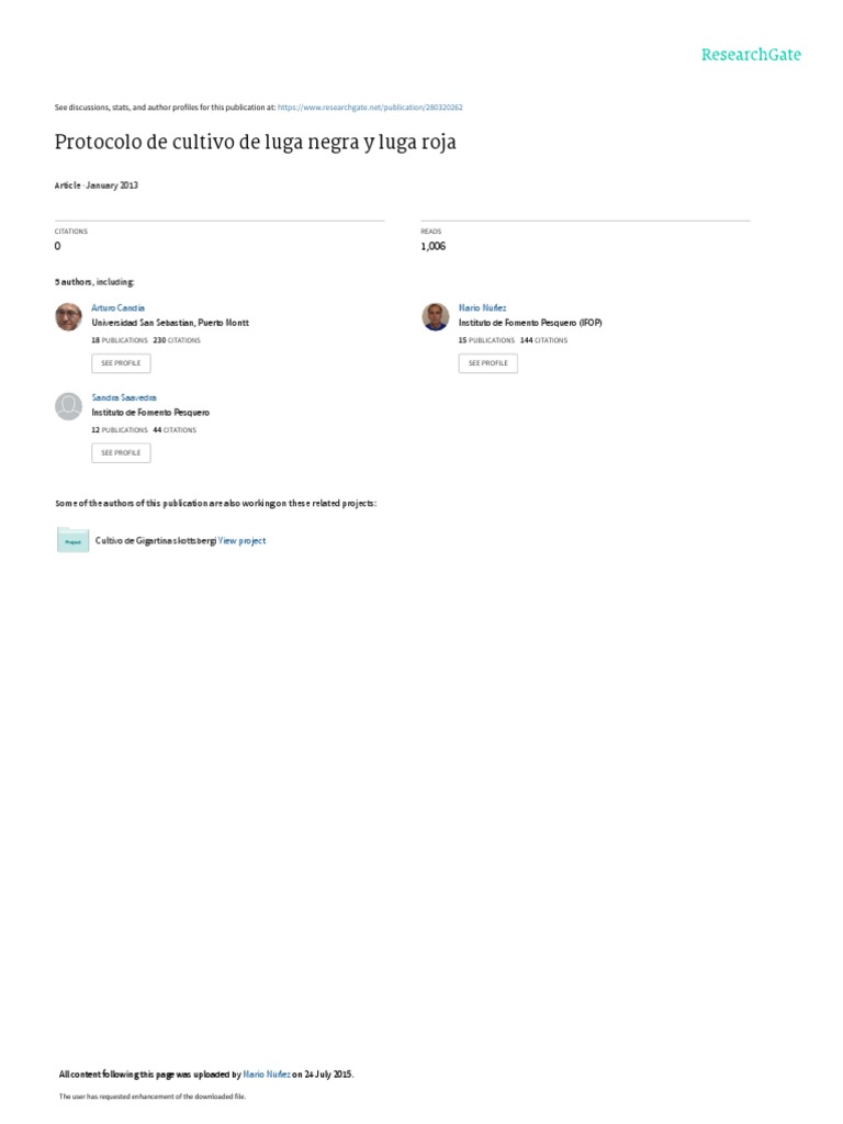 Protocolo de Cultivo de Luga Negra y Luga Roja: January 2013 | PDF ...