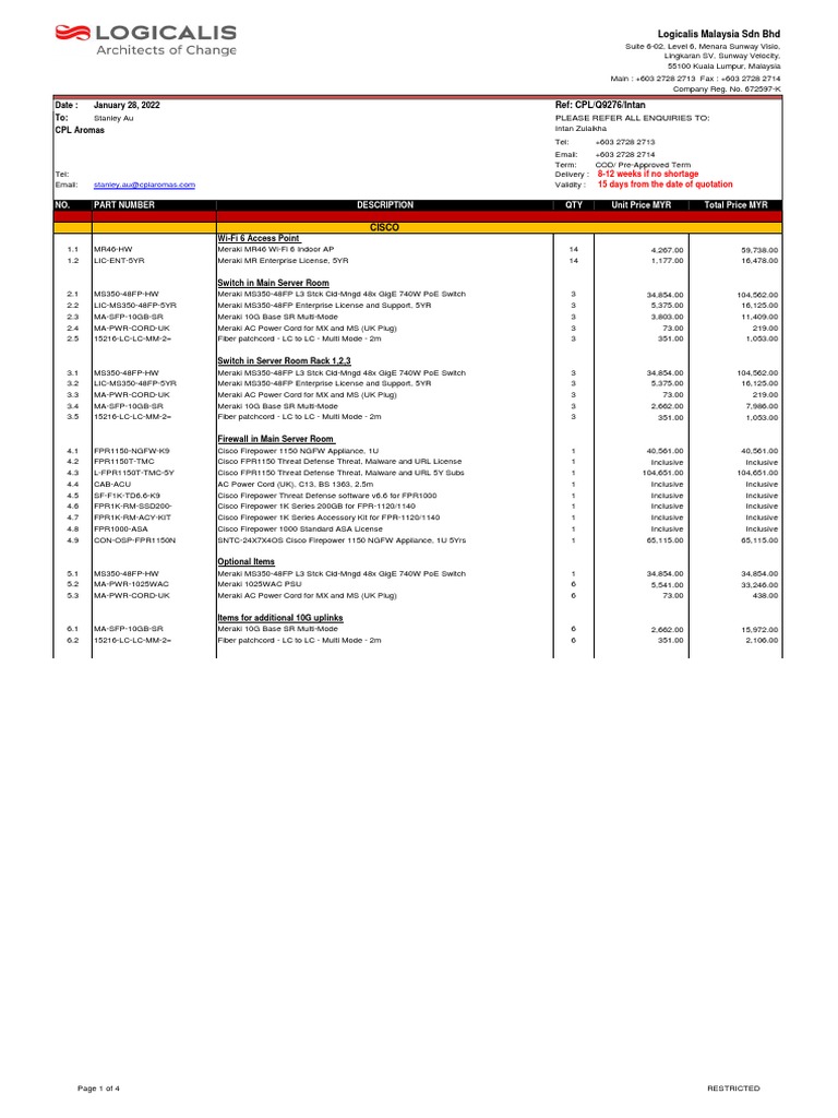 Logicalis - Hardware List | PDF | Exchange Rate | Accounts Payable