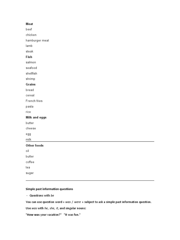 Simple Past Information Questions | PDF | Ecuador | Foods