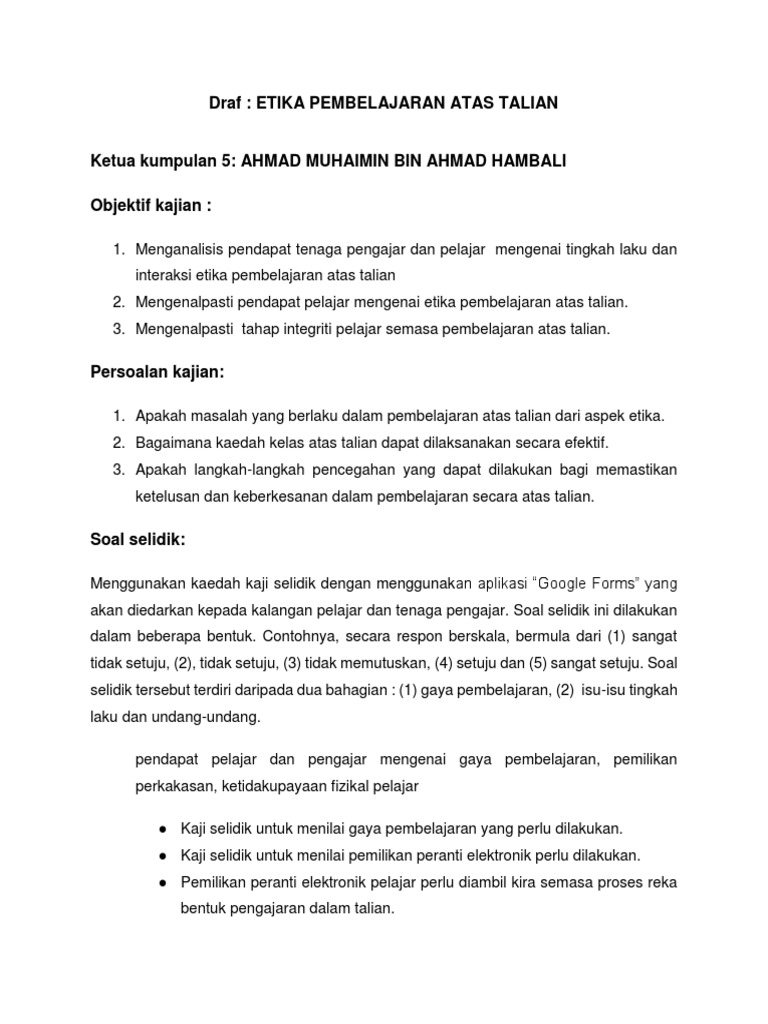 Draf Tugasan Kumpulan 5 | PDF