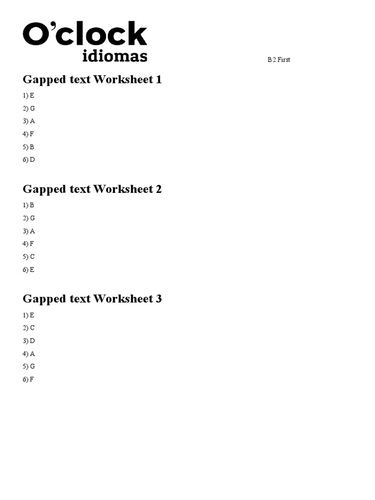 Gapped Text Worksheet 1: B2 First | PDF