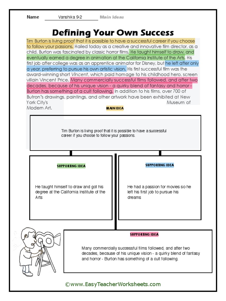 Main Idea and Supporting Details. | PDF