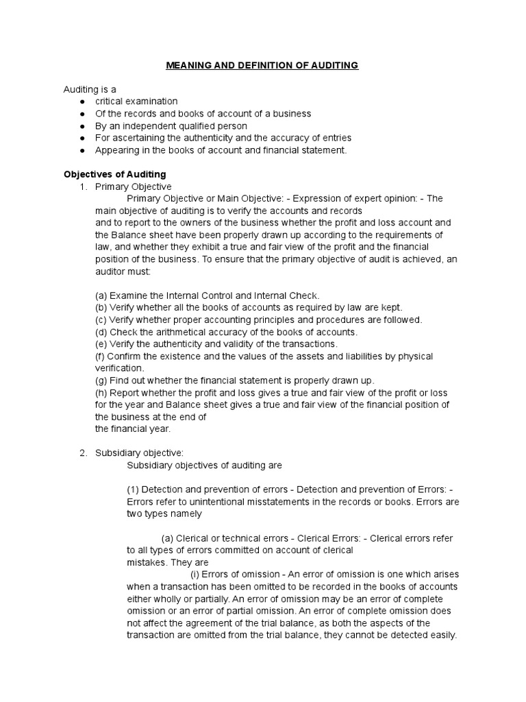 BCom 6th Sem - Auditing | PDF | Audit | Financial Audit