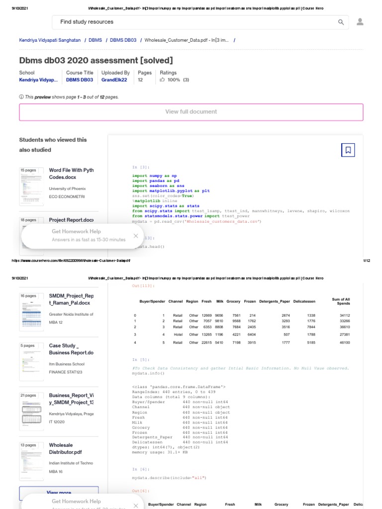 Dbms db03 2020 Assessment (Solved) : Find Study Resources | PDF | Computing