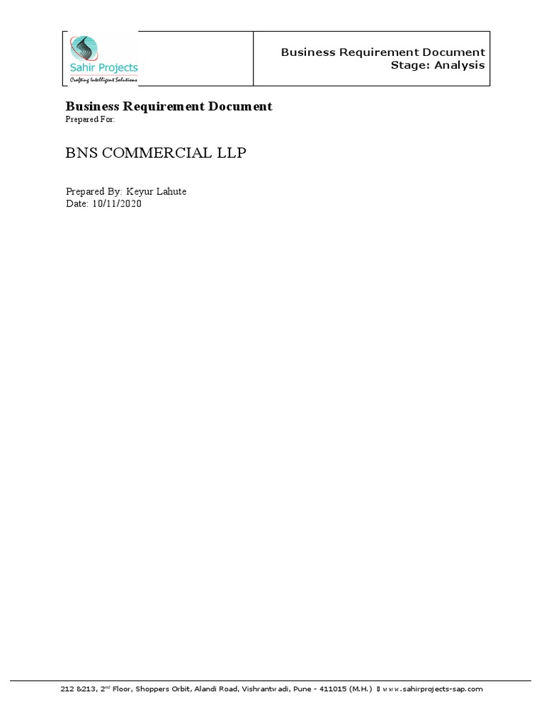 BNS Commercial SAP Implementation Plan | PDF | Receipt | Sales