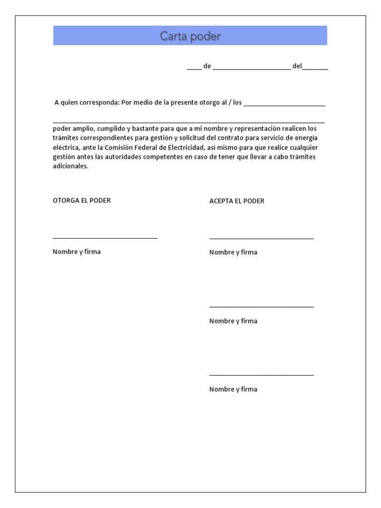 Carta Poder CFE 3 | PDF