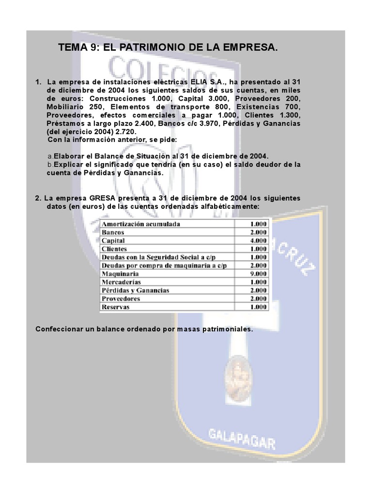 Tema 9. Ejercicios. | PDF | Hoja de balance | Amortización (Negocio)