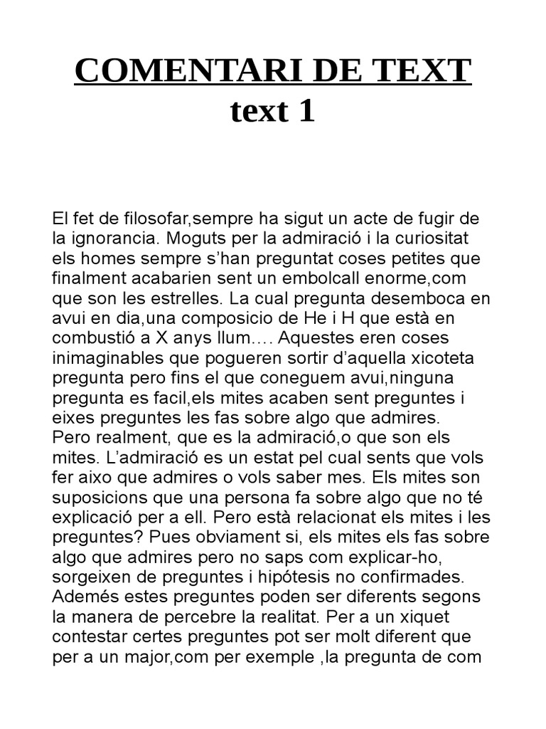 Comentari de Text Filosofia | PDF