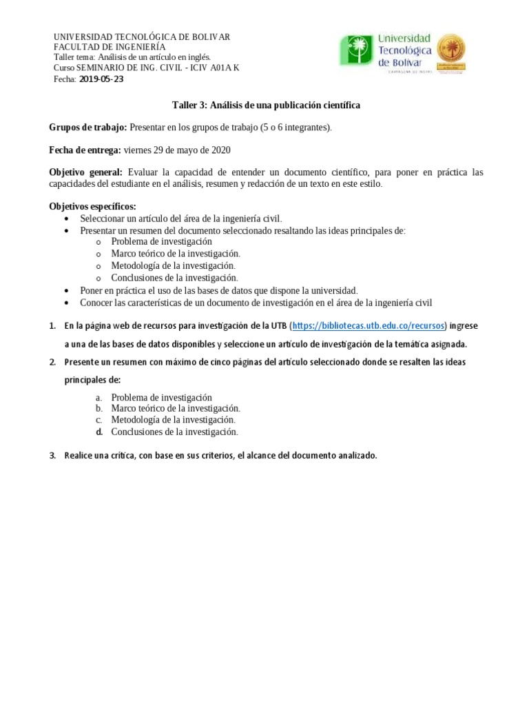 Taller Análisis de Un Paper | PDF