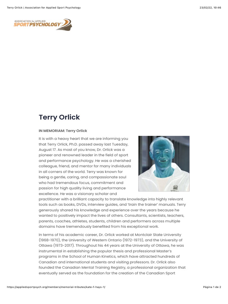 Terry Orlick - Association For Applied Sport Psychology | PDF ...