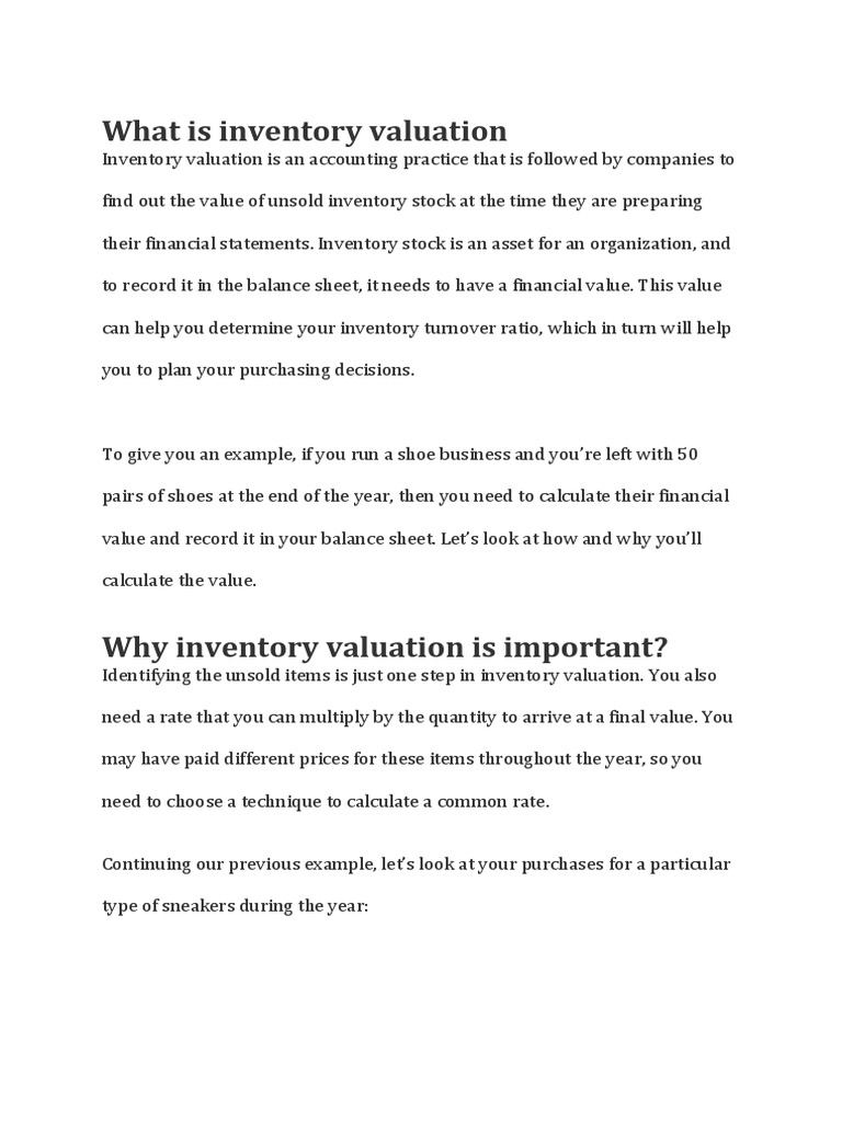 Inventory Valuation | PDF | Inventory | Valuation (Finance)