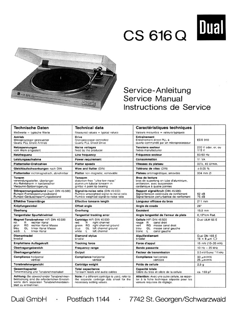 Dual CS 616 Q Service Manual | PDF