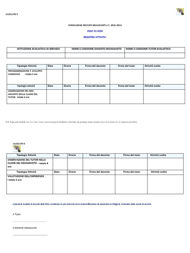 ALLEGATO 5 - Modello Registrazione Peer To Peer | PDF